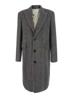 GOLDEN GOOSE Resca Coat With Collar And Long Sleeves In Virgin Wool Green - Multicolor