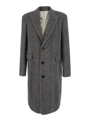 GOLDEN GOOSE Resca Virgin Wool Coat With Collar And Long Sleeves - Multicolor