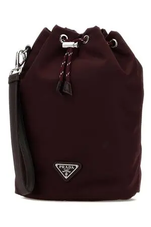 Prada Burgundy Fabric Clutch - Red