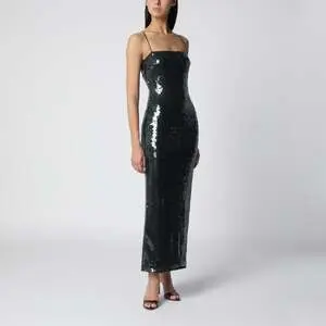 ROTATE BY BIRGER CHRISTENSEN Olive Black Sequined Maxi Dress - Green