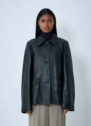 TOTEME Grained Leather Jacket - Black