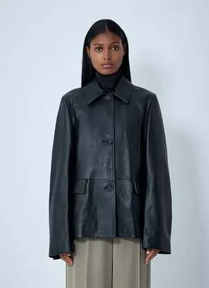 TOTEME Grained Leather Jacket - Black