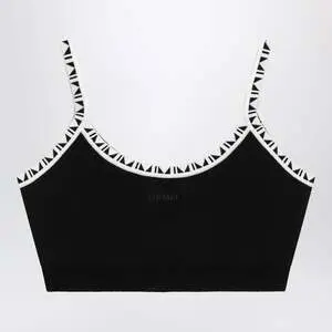 Versace Viscose-blend Cropped Top With Jacquard Details - Black