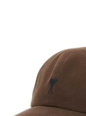 AMI Paris De Coeur Tech Fabric Baseball Cap - Brown