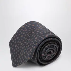 FERRAGAMO Ferragamo Marine/Brown Polka-Dot Silk Tie Men Multicolor