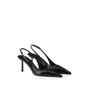 Prada Brushed Leather Slingback Pumps - Black