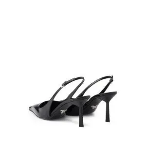 Prada Brushed Leather Slingback Pumps - Black