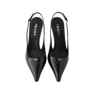 Prada Brushed Leather Slingback Pumps - Black