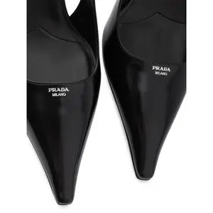 Prada Brushed Leather Slingback Pumps - Black