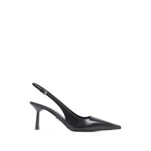 Prada Brushed Leather Slingback Pumps - Black