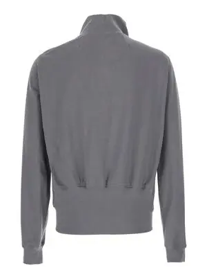 Rick Owens Bauhaus Jogger' Grey Sweatshirt With High Collar And Asymmetrical Zip Closure In Cotton For