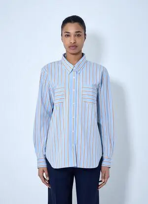 Dries Van Noten Striped Cotton Poplin Shirt - Blue
