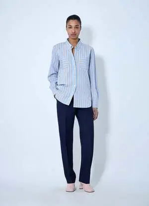 Dries Van Noten Striped Cotton Poplin Shirt - Blue