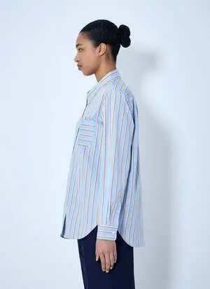 Dries Van Noten Striped Cotton Poplin Shirt - Blue