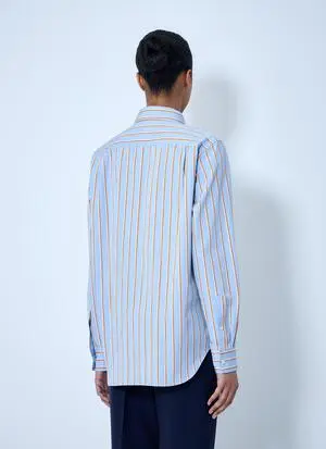 Dries Van Noten Striped Cotton Poplin Shirt - Blue