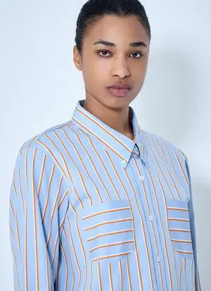 Dries Van Noten Striped Cotton Poplin Shirt - Blue