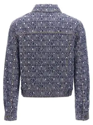 Moschino Embellished Logo Denim Jacket - Blue