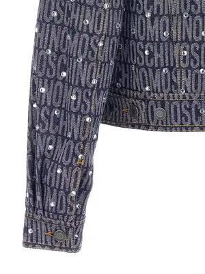 Moschino Embellished Logo Denim Jacket - Blue