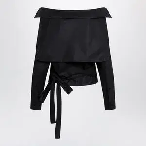 Balenciaga Off-shoulder Wrap Shirt - Black