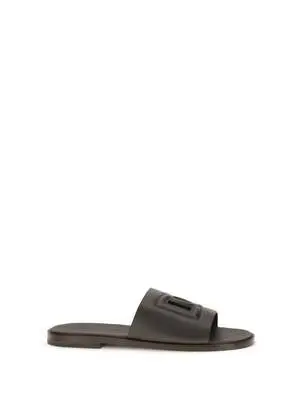 Dolce & Gabbana Embossed Logo Sandals - Brown