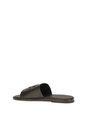 Dolce & Gabbana Embossed Logo Sandals - Brown