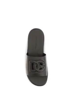 Dolce & Gabbana Embossed Logo Sandals - Brown