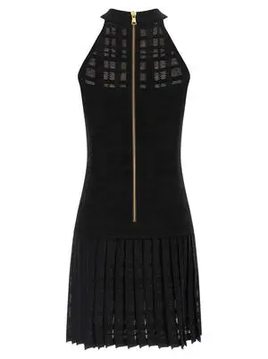 Balmain Tartan Knit Mini Dress - Black