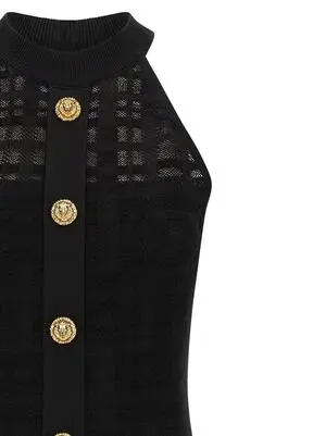Balmain Tartan Knit Mini Dress - Black