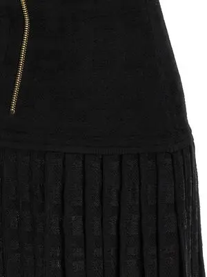 Balmain Tartan Knit Mini Dress - Black
