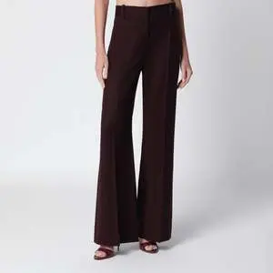 Victoria Beckham Dark Acai Purple Virgin Wool Flannel Trousers - Brown