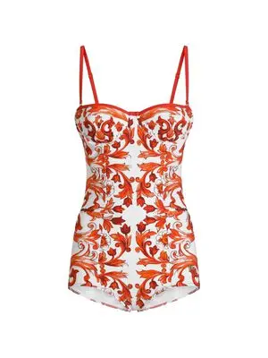 Dolce & Gabbana Maiolica Print Swimsuit - Multicolor