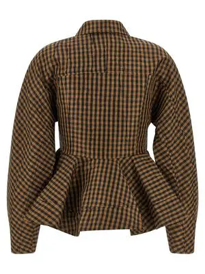 GANNI Crinckled Taffetà Blouse - Brown