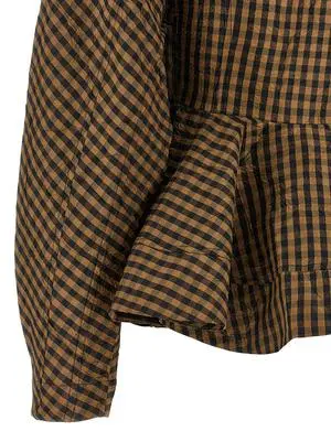 GANNI Crinckled Taffetà Blouse - Brown
