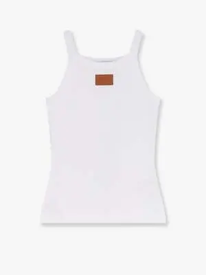 Fendi Ribbed Cotton Tank Top - White