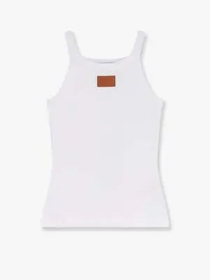 Fendi Ribbed Cotton Tank Top - White