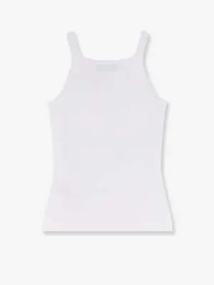 Fendi Ribbed Cotton Tank Top - White