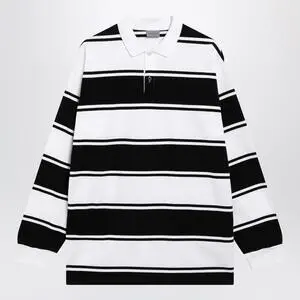 Balenciaga Black/white Striped Cotton Polo Shirt - Multicolor