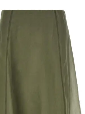 Brunello Cucinelli Crispy Silk Midi Skirt - Green