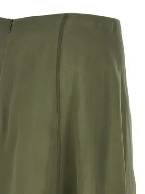 Brunello Cucinelli Crispy Silk Midi Skirt - Green