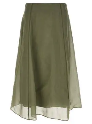 Brunello Cucinelli Crispy Silk Midi Skirt - Green