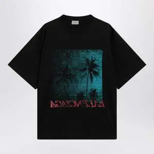 Balenciaga Holiday Graphic Print Cotton T-shirt - Black