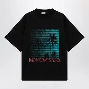 Balenciaga Holiday Graphic Print Cotton T-shirt - Black