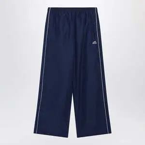 Balenciaga Bodies Track Pants In Dark Navy Poplin - Blue