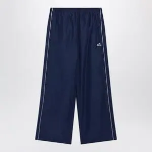 Balenciaga Bodies Track Pants In Dark Navy Poplin - Blue