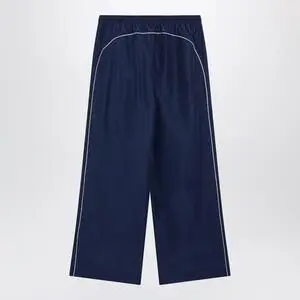 Balenciaga Bodies Track Pants In Dark Navy Poplin - Blue