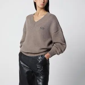 ROTATE BY BIRGER CHRISTENSEN Wool And Cashmere V-neck Sweater - Gray