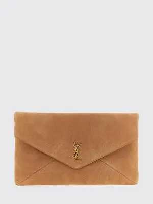 Saint Laurent Suede Calfskin Envelope Clutch - Brown