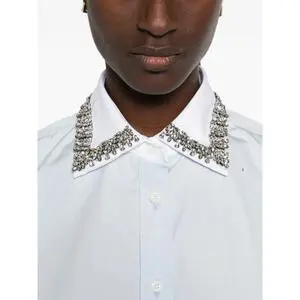 Prada Embellished Cotton Shirt - Blue