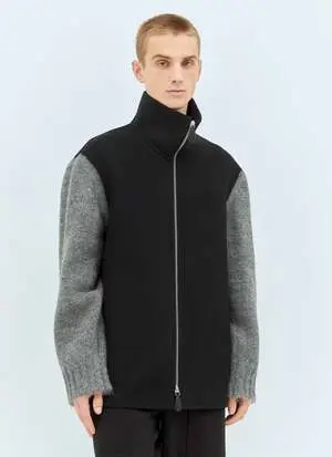 JIL SANDER Knit-sleeves Wool Jacket - Black
