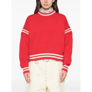 GOLDEN GOOSE Cotton Waffle Knit Jumper - Red